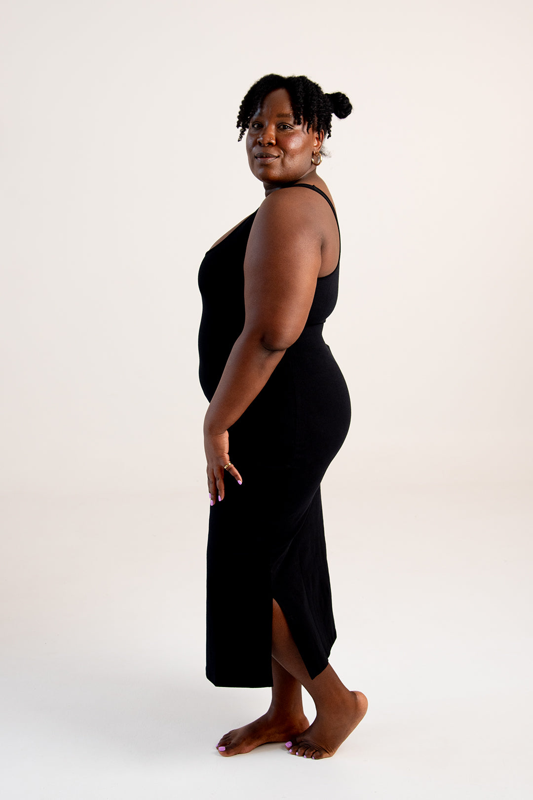 Shinni Neck Midi Dress In Black | Manners London