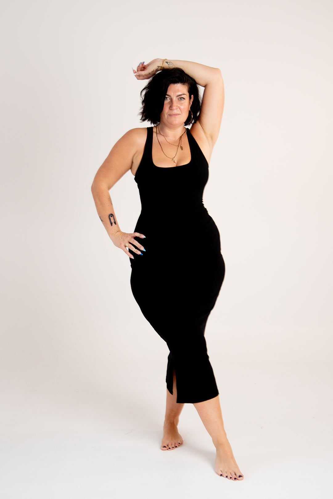 Shinni Neck Midi Dress In Black | Manners London